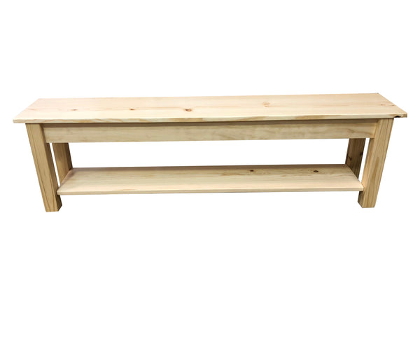 Pine Wood Storage Bench with Shelf – Ezekiel and Stearns